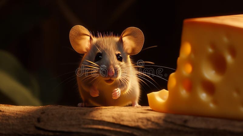 Mouse Eating Cheese. Generative AI Stock Illustration - Illustration of ...