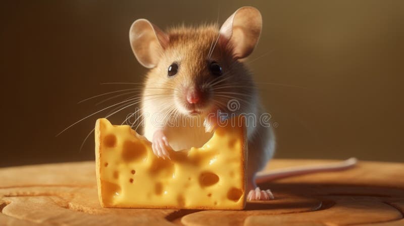 Mouse Eating Cheese. Generative AI Stock Illustration - Illustration of ...