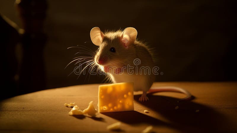 Mouse Eating Cheese. Generative AI Stock Illustration - Illustration of ...