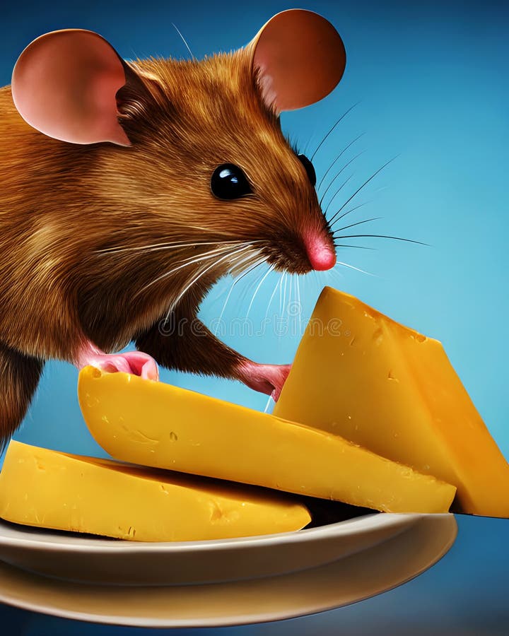 Mouse Eating Cheese from the Plate, Generative Ai Stock Illustration ...