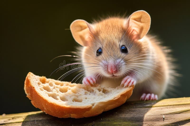 A Mouse Eating Piece of Bread Stock Illustration - Illustration of ...