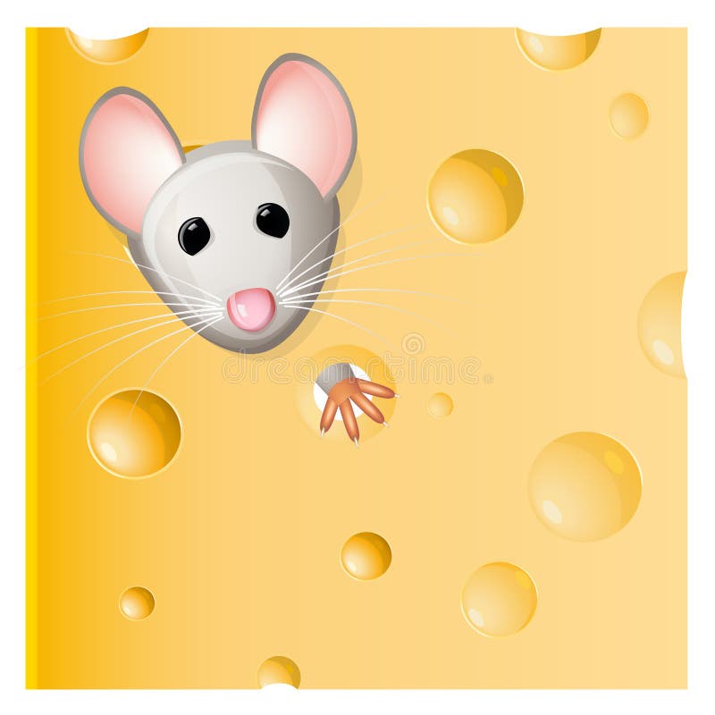 A Mouse Eating a Piece of Cheese Stock Illustration - Illustration of ...