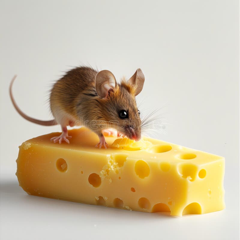 A Mouse is Eating a Piece of Cheese. Generative AI Stock Photo - Image ...