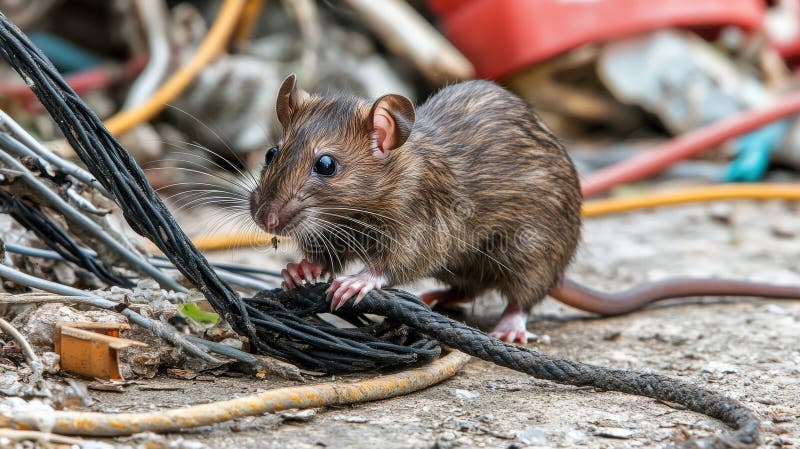 Mouse Eating Wire. Selective Focus. Stock Photo - Image of mice, hold ...