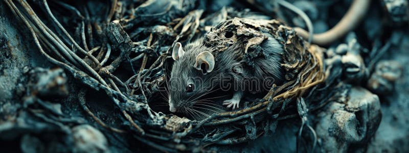 Mouse Eating Wire. Selective Focus. Stock Photo - Image of repair, torn ...