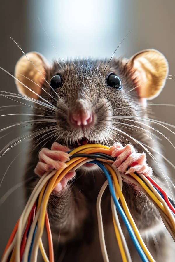 Mouse Eating Wire. Selective Focus. Stock Photo - Image of care, wire ...