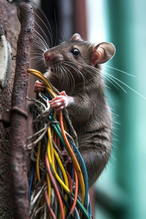 Mouse Eating Wire. Selective Focus. Stock Photo - Image of electrical ...