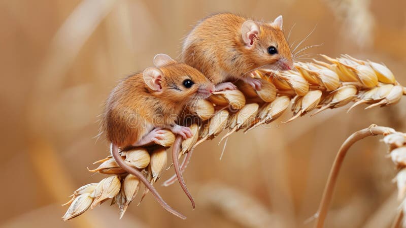 A Mouse Eats Wheat on an Ear in the Field Stock Illustration ...