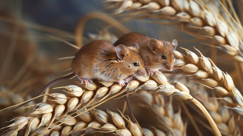 A Mouse Eats Wheat on an Ear in the Field Stock Image - Image of mice ...