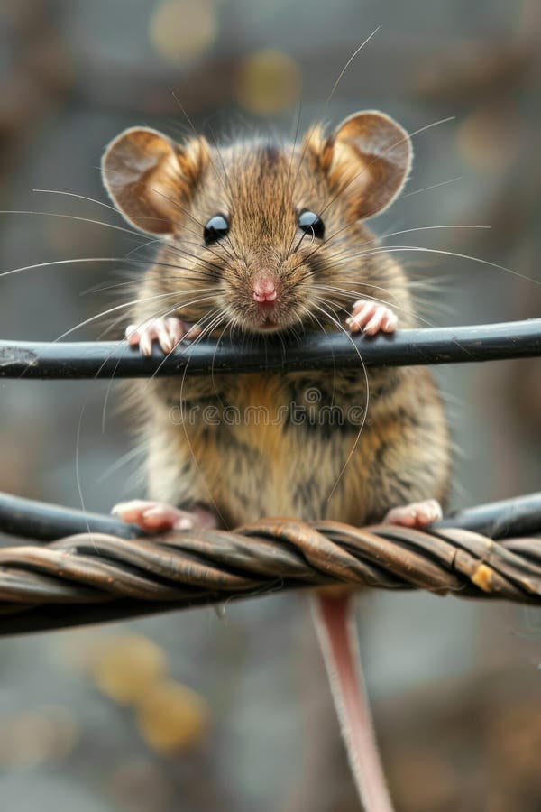 Mouse Eats Wire Selective Focus Stock Illustration - Illustration of ...