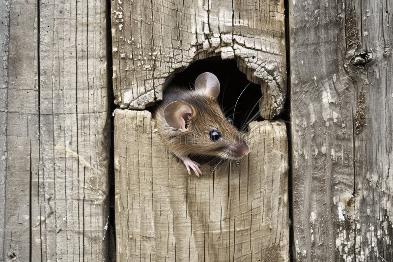 Mouse Entering a Hole in a Wooden Barn Wall Stock Image - Image of wood ...