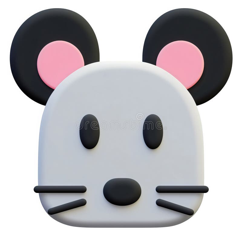 Mouse face flat 3D icon stock illustration. Illustration of minimalist ...