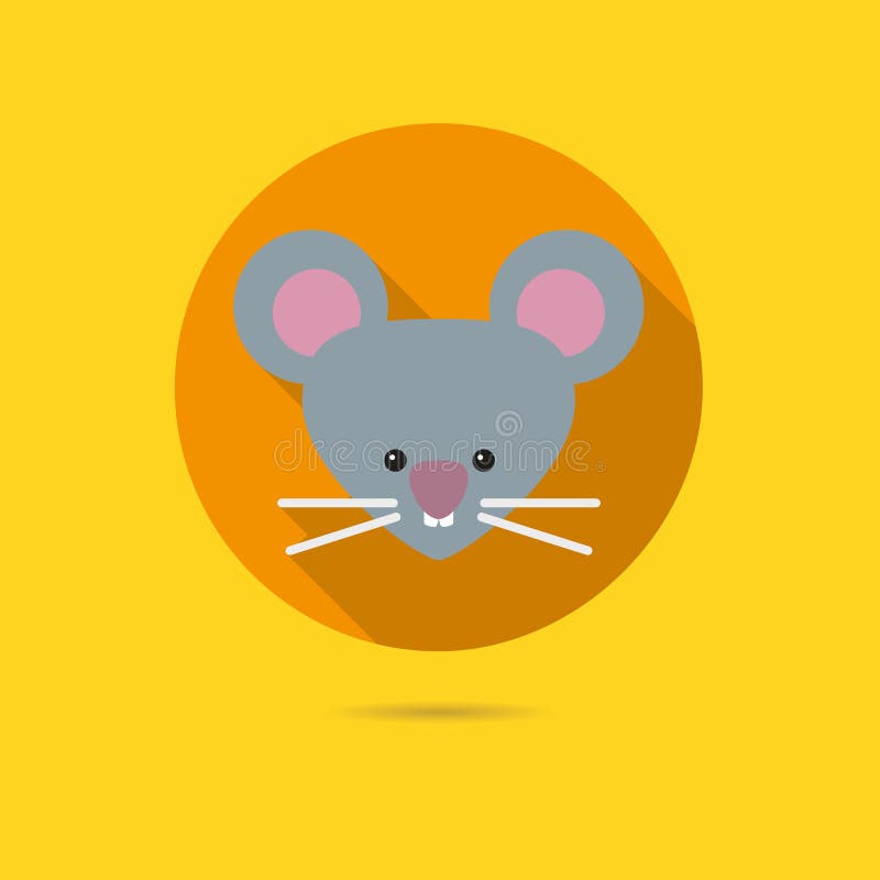 Mouse Face Flat Design Icon Stock Vector - Illustration of mouse, icon ...