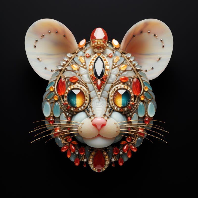A Mouse Face Made of Beautiful Gemstones Stock Illustration ...