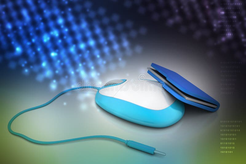 Mouse with file folder stock illustration. Illustration of computer ...