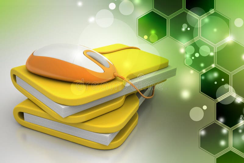 Mouse with file folder stock illustration. Illustration of internet ...