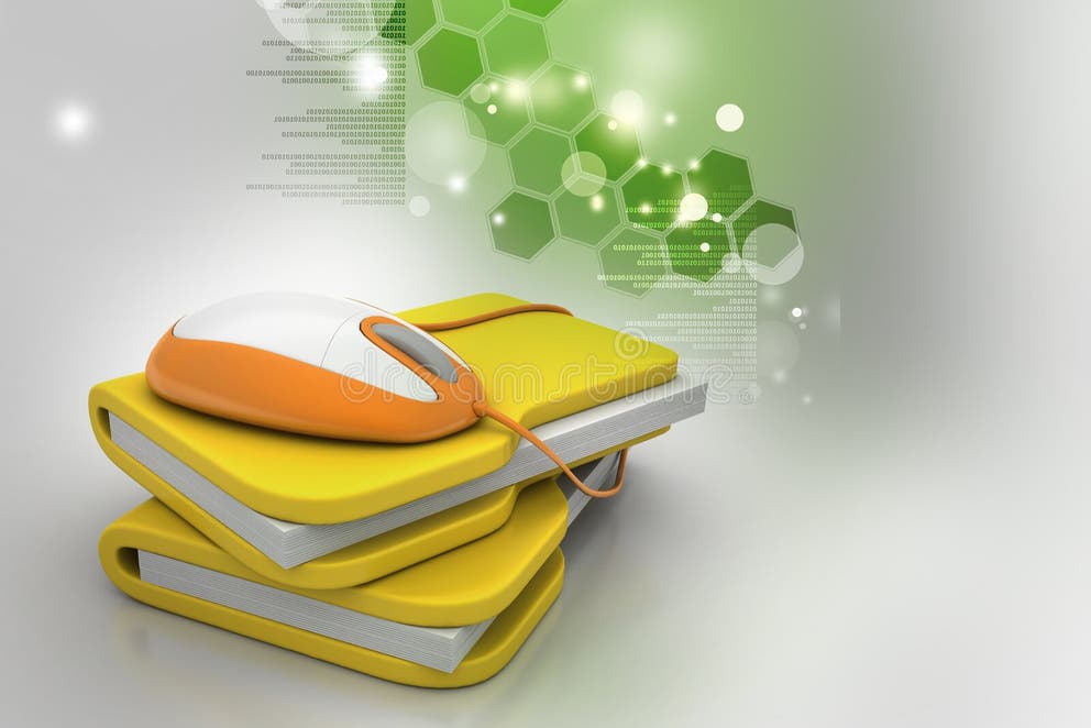 Mouse with file folder stock illustration. Illustration of download ...