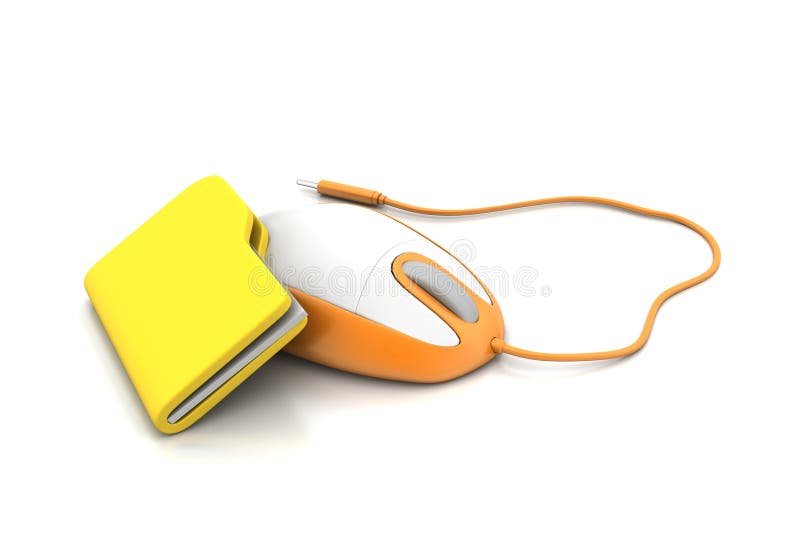 Mouse with file folder stock illustration. Illustration of office ...