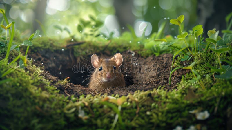 The Mouse in Forest Burrow.AI Generated Image Stock Image - Image of ...