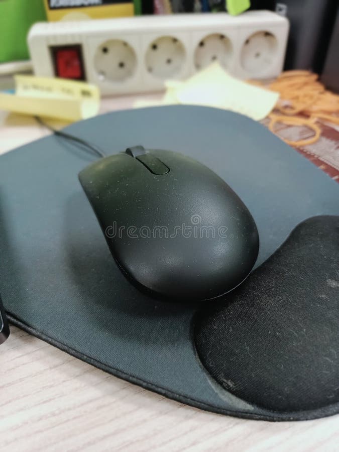 Mouse Full of Dust on a Wooden Table in the Morning, Jakarta 2023 Stock ...