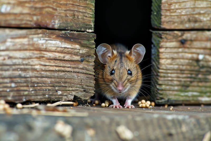 Mouse Glancing from Hole in Wooden Garden Shed Stock Photo - Image of ...