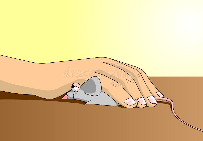 Mouse in hand stock illustration. Illustration of computer - 13314468