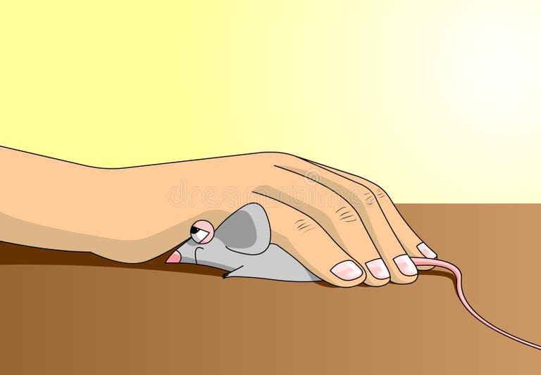Mouse in hand stock illustration. Illustration of computer - 13314468