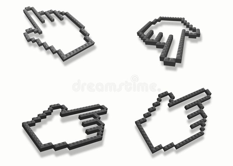 Mouse Hand Cursor Collection - Hollow Stock Illustration - Illustration ...