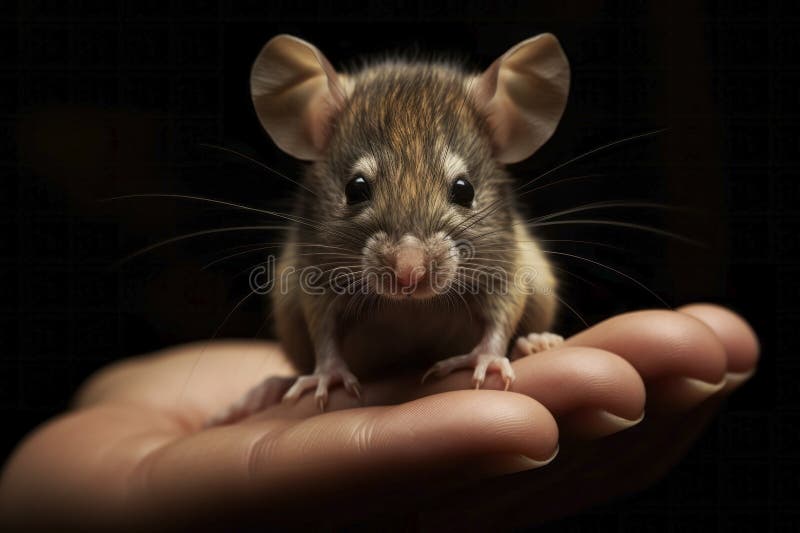 Mouse on Hand. Generative AI Stock Illustration - Illustration of white ...