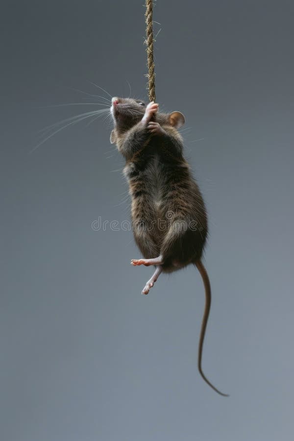 A Mouse Hanging Upside Down on a Rope, Suitable for Various Concepts ...