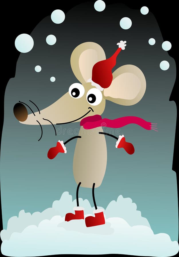 Mouse with Hat and Scarf in the Snow Stock Vector - Illustration of ...