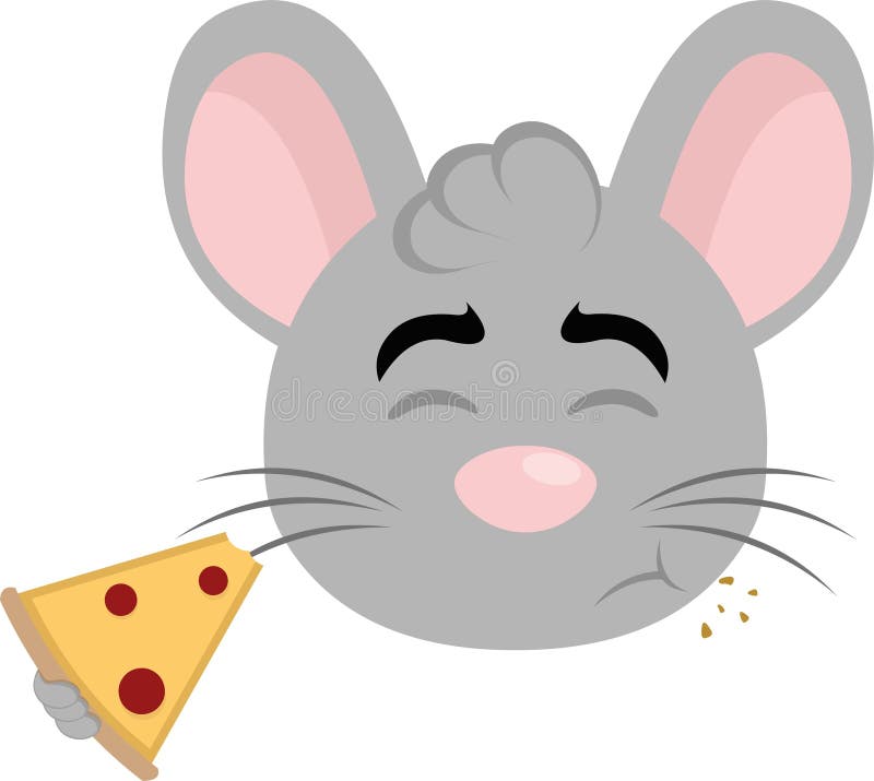 Mouse head eating pizza stock vector. Illustration of happy - 322411600