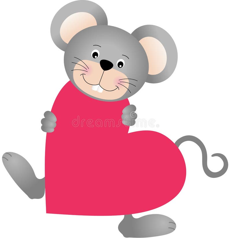 Mouse on heart shaped stock vector. Illustration of clip - 62318106