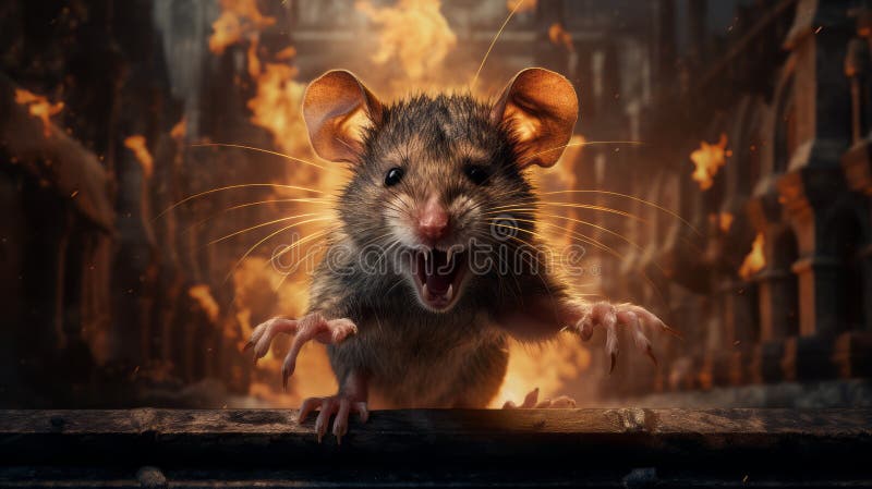 Mouse from Hell Emerges from Fire in Hyper-realistic Rendering Stock ...