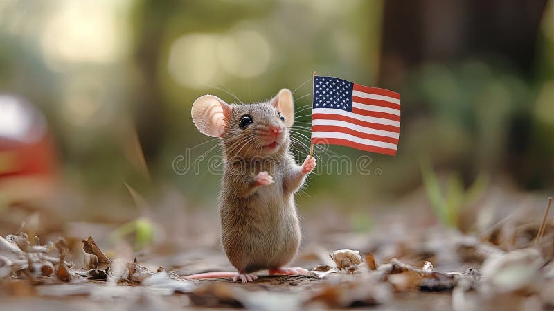 A Mouse Holding an American Flag Stock Photo - Image of food, hamster ...