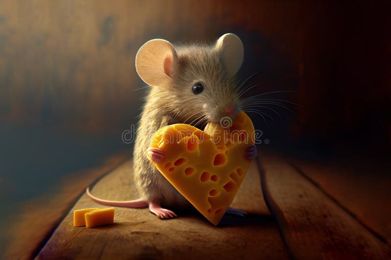 Mouse Holding Cheese, Day of Cheese Concept. Stock Illustration ...