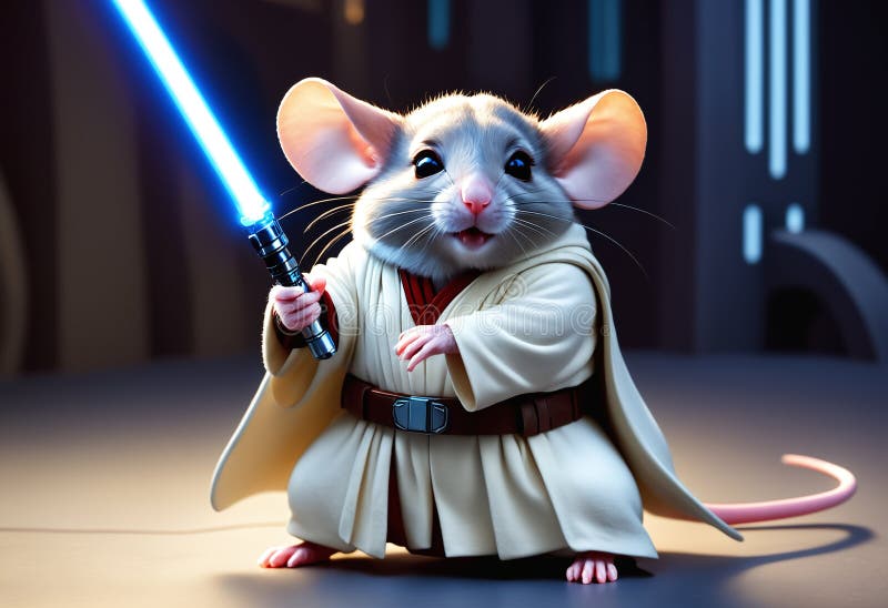 Mouse Holding Lightsabers. Generative AI Stock Illustration ...