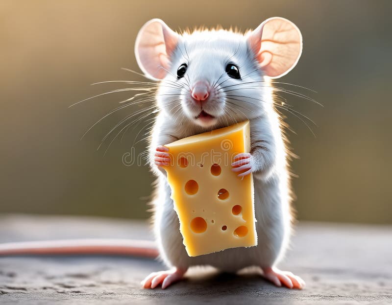 Mouse Holding Piece of Cheese. Generative AI Stock Illustration ...