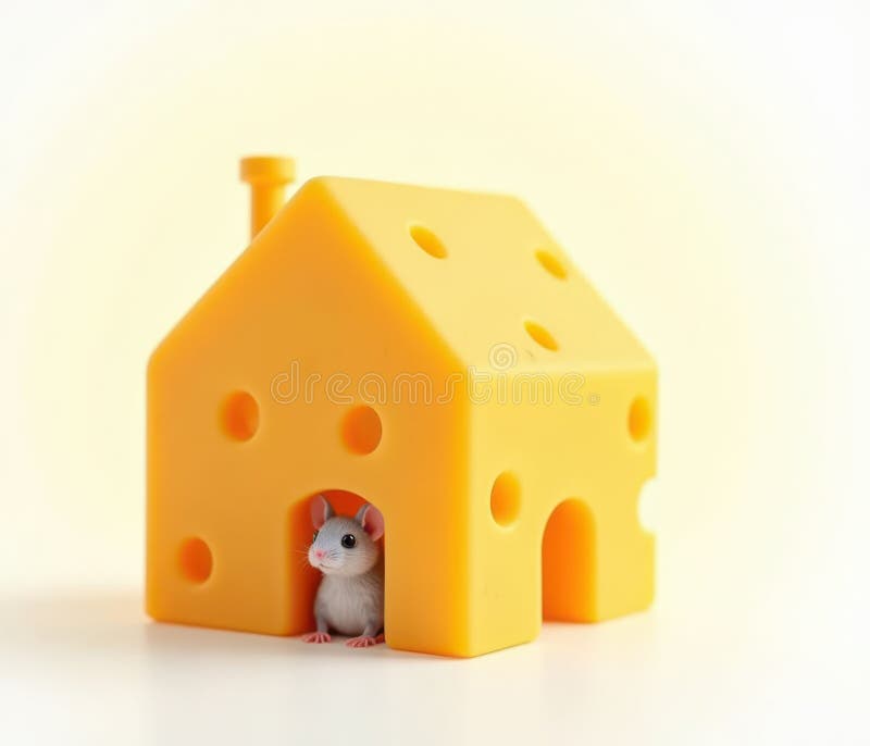 Mouse House Made of Cheese and Mouse Stock Illustration - Illustration ...