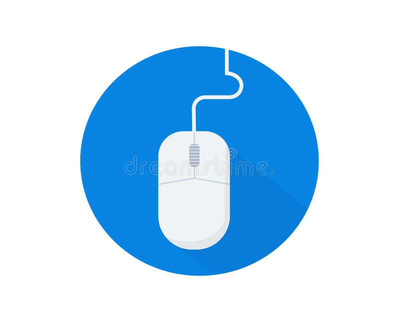 Mouse Icon in a Blue Circle. Flat Design Vector Illustration Stock ...