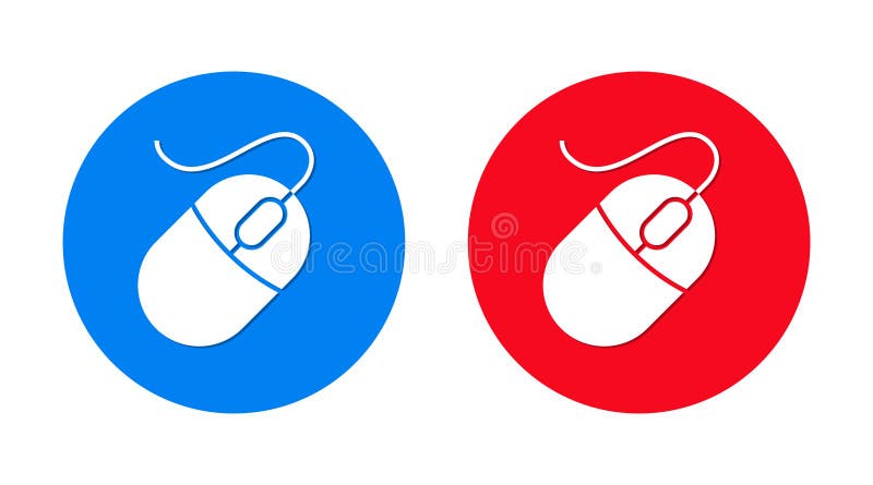 Mouse Icon Flat Trendy Round Button Set Stock Vector - Illustration of ...