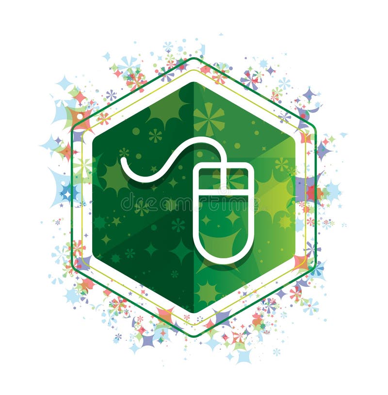 Mouse Icon Floral Plants Pattern Green Hexagon Button Stock Photo ...