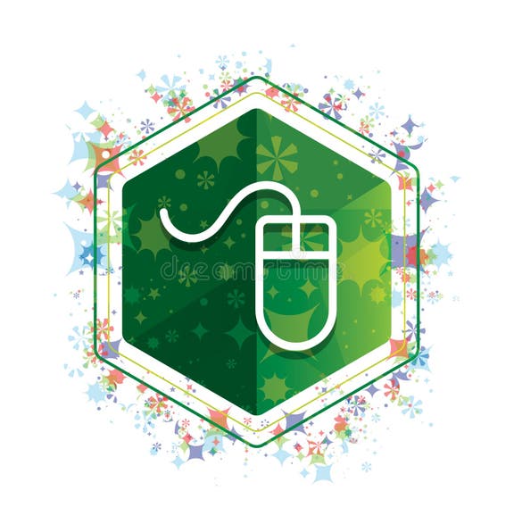 Mouse Icon Floral Plants Pattern Green Hexagon Button Stock Photo ...