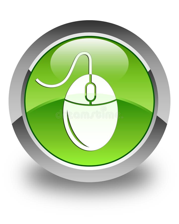 Mouse Icon Glossy Green Round Button Stock Illustration - Illustration ...