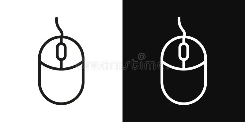 Mouse Icon Set. Pc Wire Mouse Device Vector Symbol in Black Filled and ...