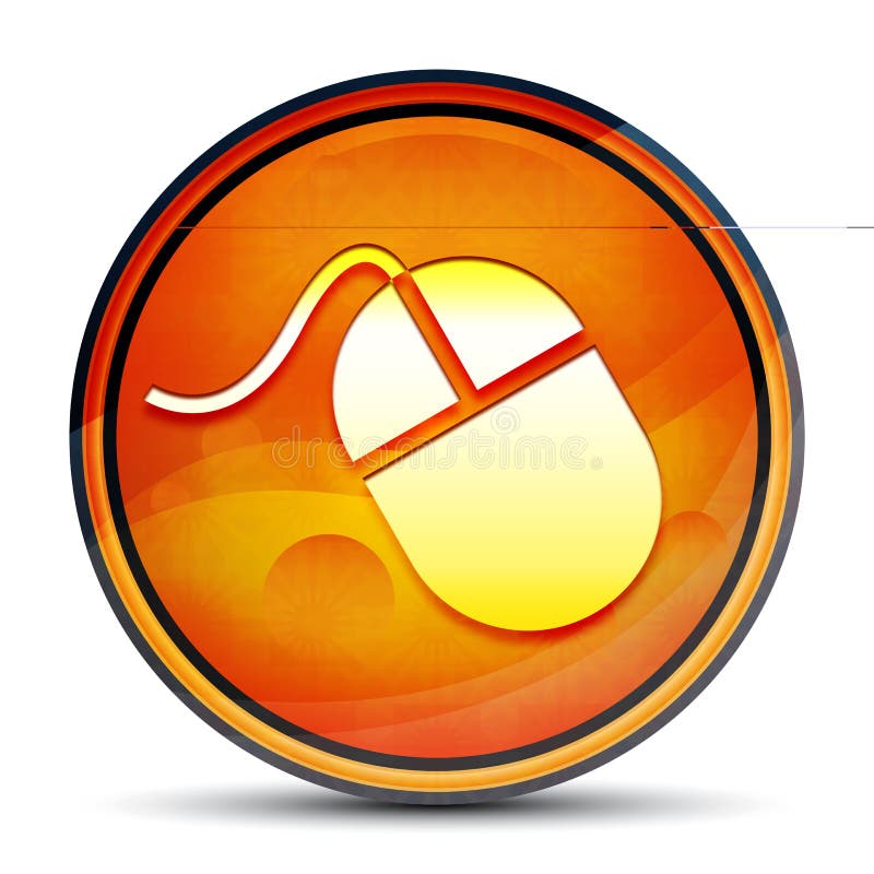 Mouse Icon Shiny Bright Orange Round Button Illustration Stock ...