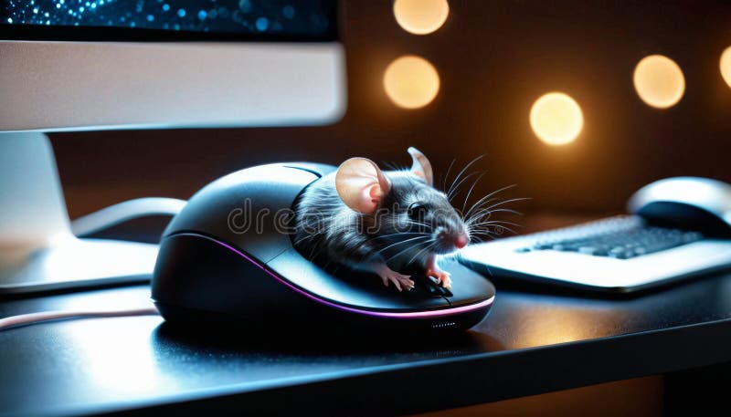 Mouse on Illuminated Gaming Mouse Stock Photo - Image of modern ...