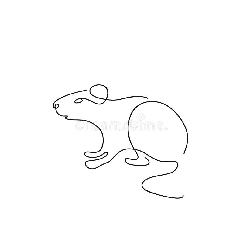 Mouse Illustration in Line Art Style Isolated on White Stock Vector ...