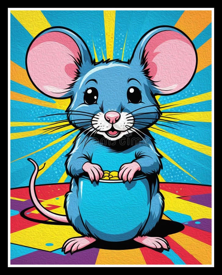 Mouse . Illustration with Oil Paint. Pattern for Printing on Wall ...