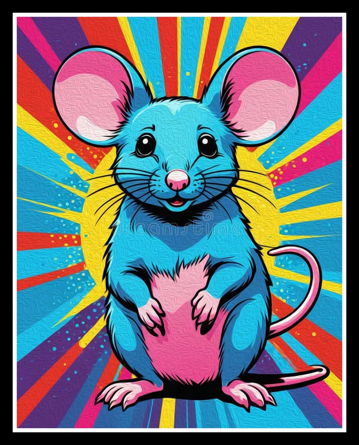 Mouse . Illustration with Oil Paint. Pattern for Printing on Wall ...